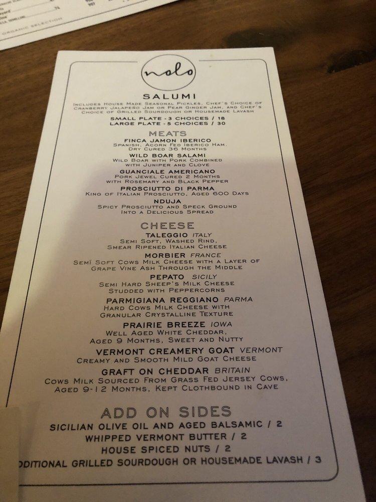 Menu at Da Legna at Nolo pizzeria, New Haven