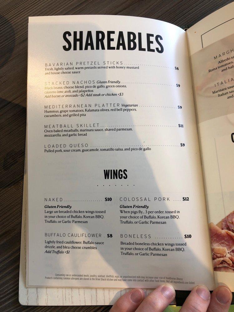 Menu at Drive Shack pub & bar, Raleigh