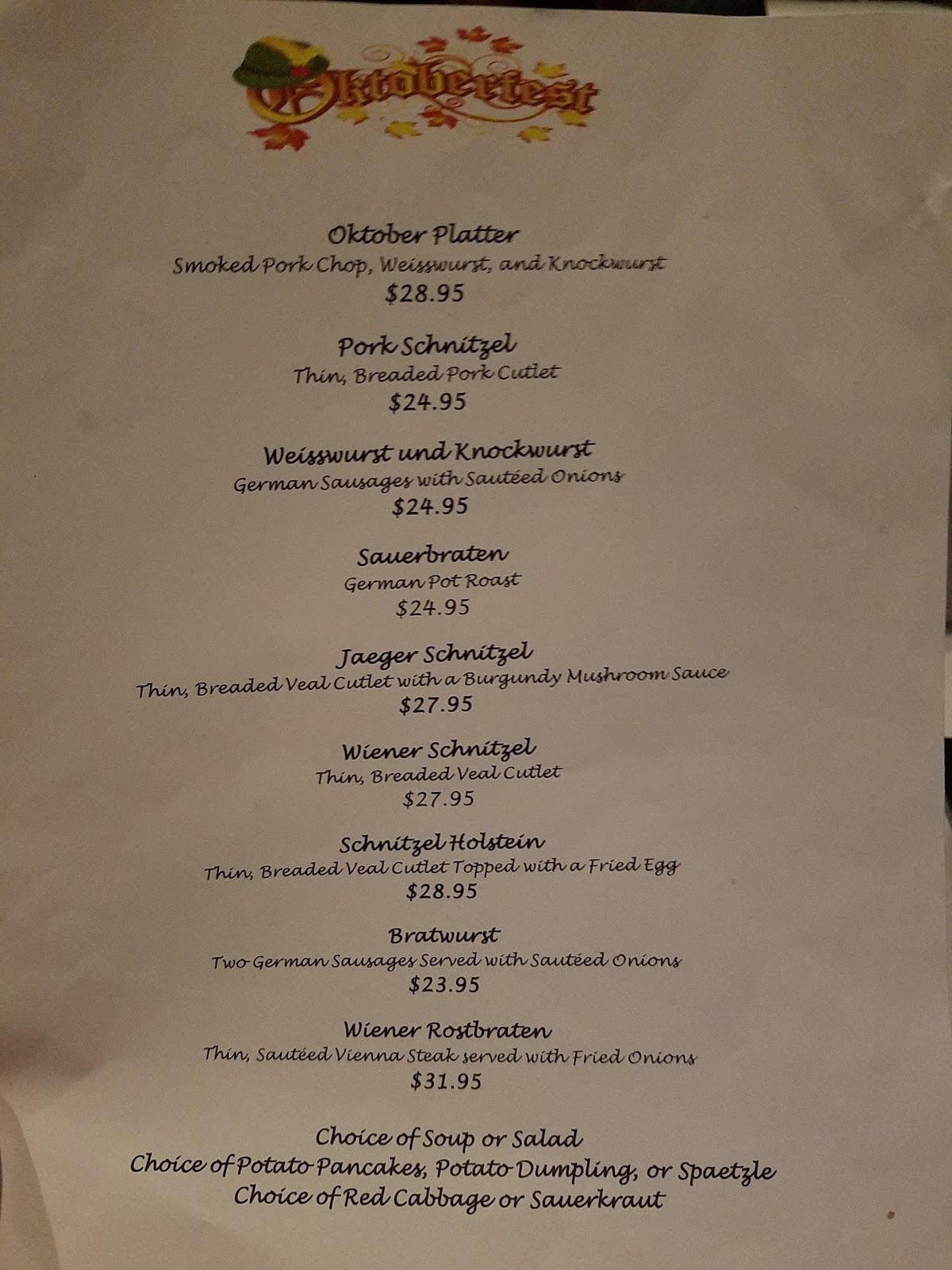 Menu at Locust Valley Inn restaurant, Locust Valley