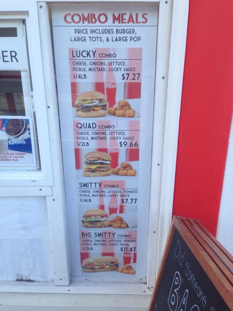 Menu at Lucky's Drive-In restaurant, Tacoma