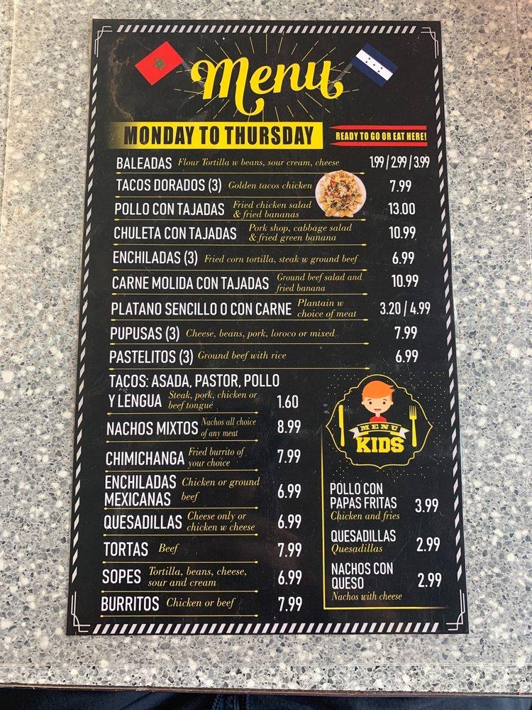 Menu at Monchis, Knoxville