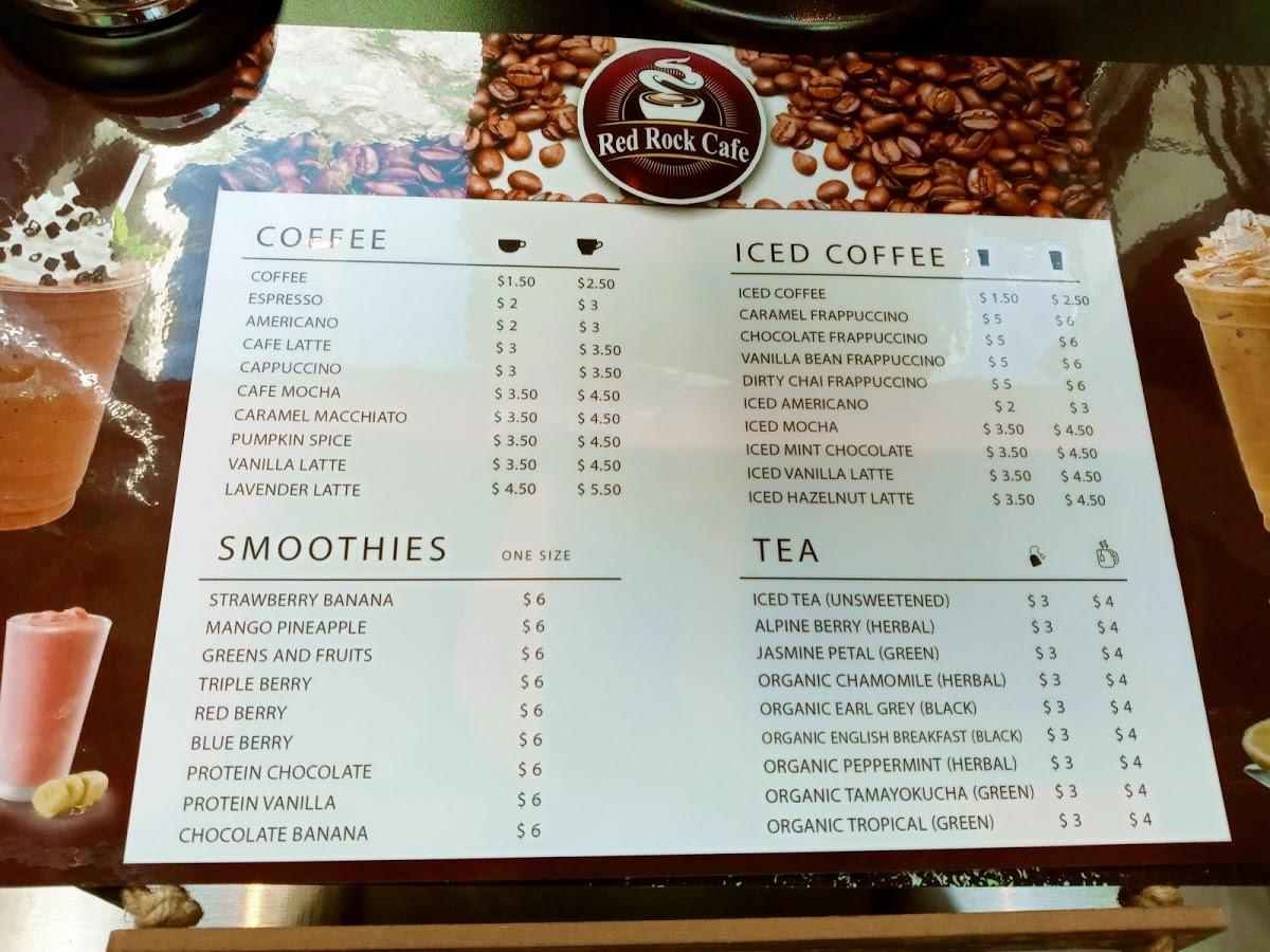 Menu at Red Rock Cafe, Las Vegas