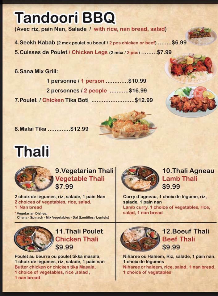 Carta de Sana Restaurant Halal ( CRESCENT ), Montréal, A Crescent St