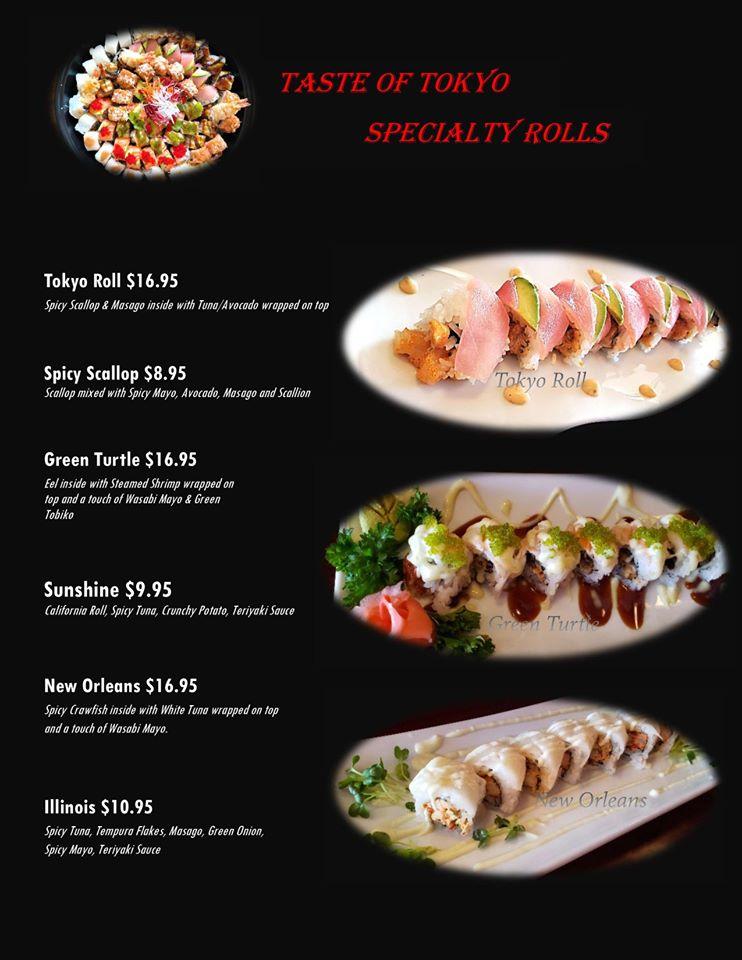 Menu at Taste of Tokyo restaurant, Buffalo Grove, 159-163 McHenry Rd