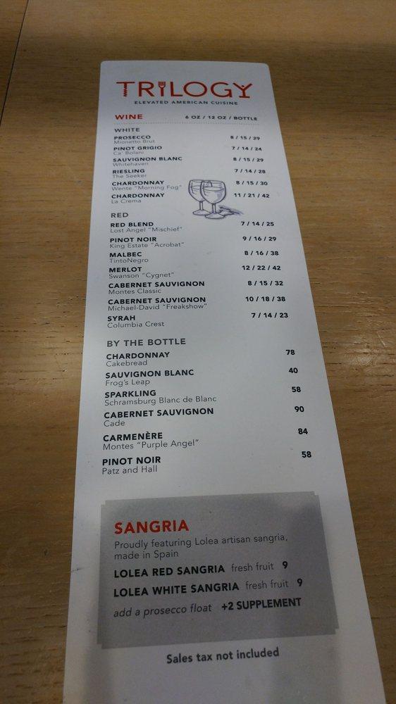 Menu at Trilogy Restaurant, Coconut Creek
