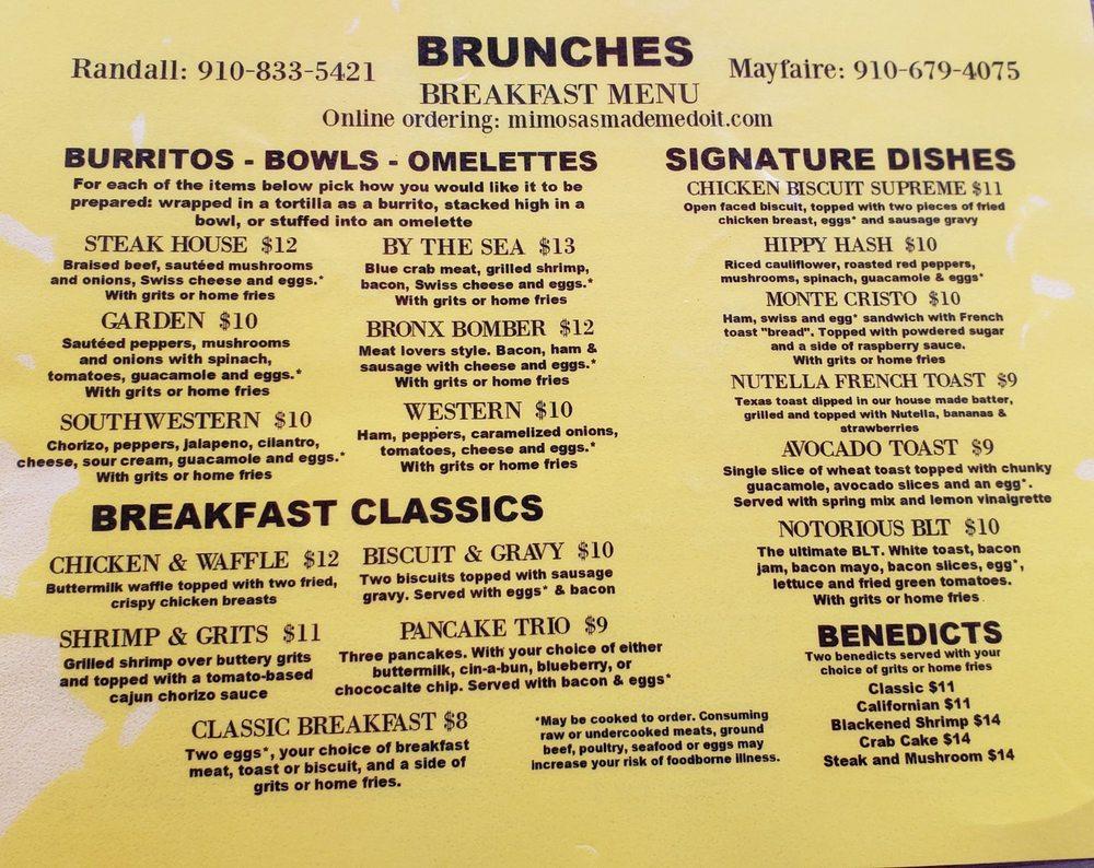 Menu at Brunches at Randall restaurant, Wilmington