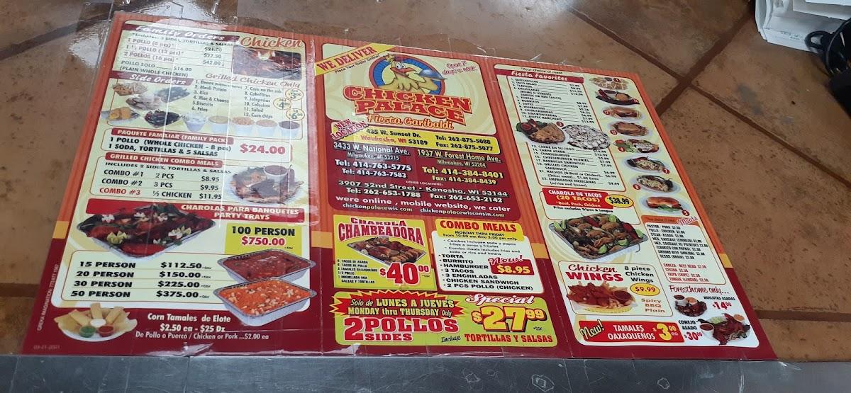 Menu at Chicken Palace and La Jarochita fast food, Milwaukee, W ...