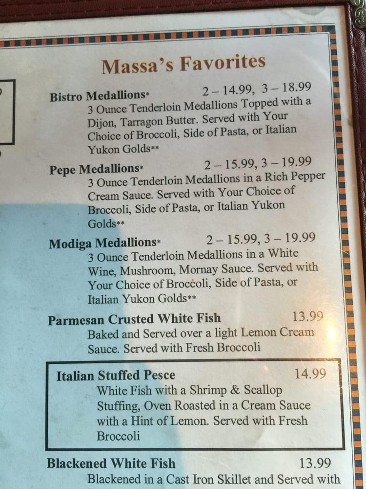 Menu at Massa's Winghaven restaurant, O'Fallon