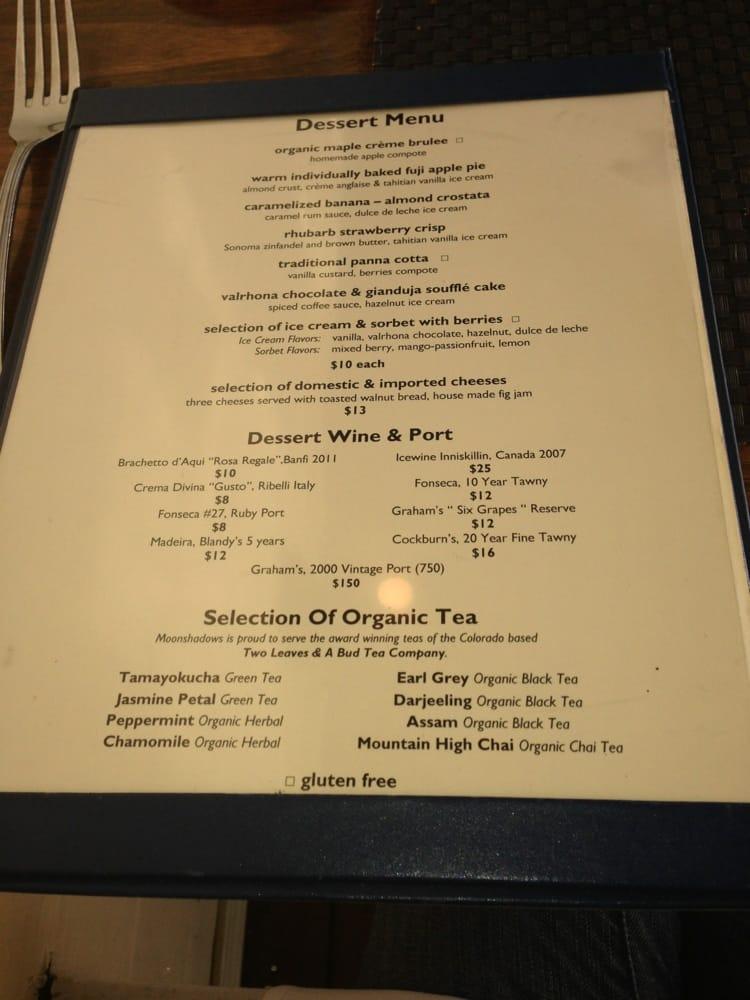 Menu at Moonshadows Malibu pub & bar, Malibu