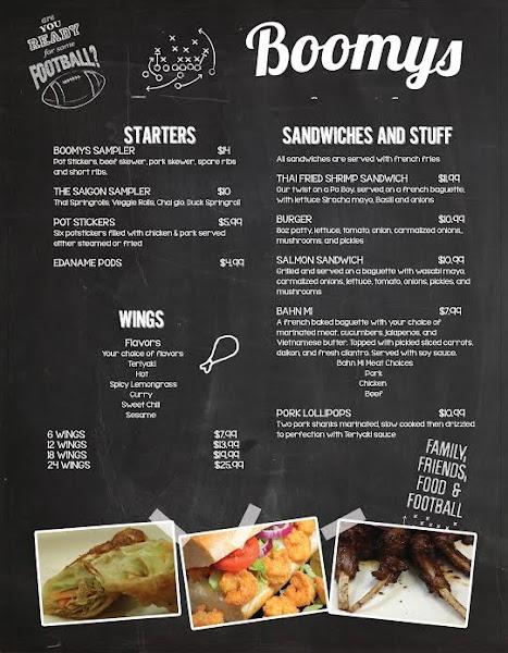 Menu at Boomys pub & bar, Savannah
