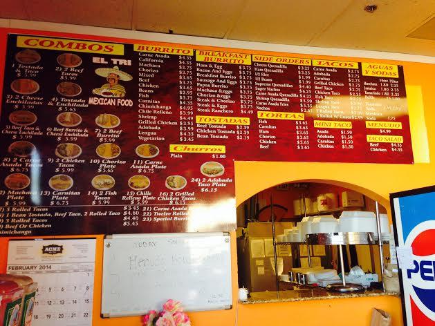 Menu at Tacos Y Mariscos EL TRI restaurant, Peoria
