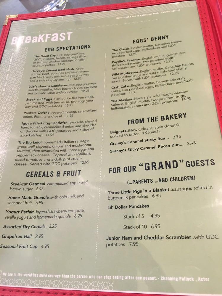Carta de Good Day Cafe, Golden Valley
