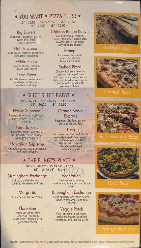 Menu at Lillian’s Pan Pizza pizzeria, Perdido Key