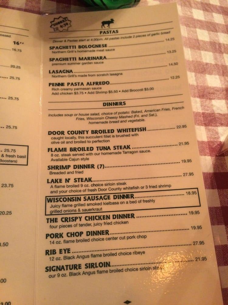 Menu at Northern Grill & Pub, Sister Bay