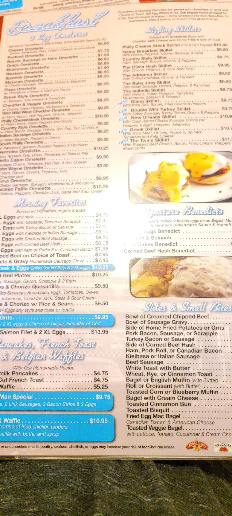 Menu at Quaker Diner restaurant, Philadelphia