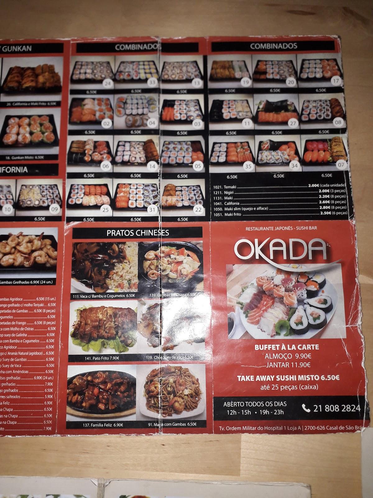 Menu em Restaurante Japonês - OKADA, Amadora