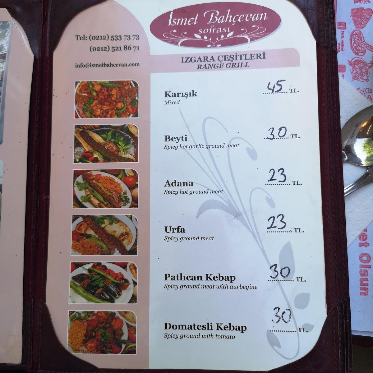 Menu at Yale Cafeteria, Turkey