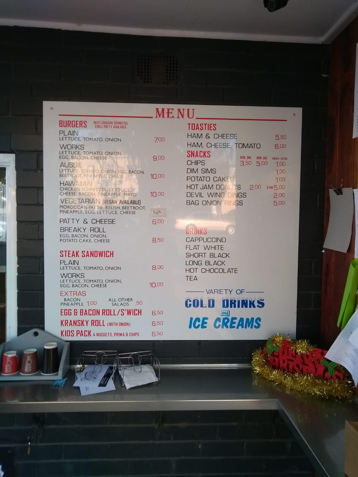 Menu at Burger Me Seymour fast food, Seymour