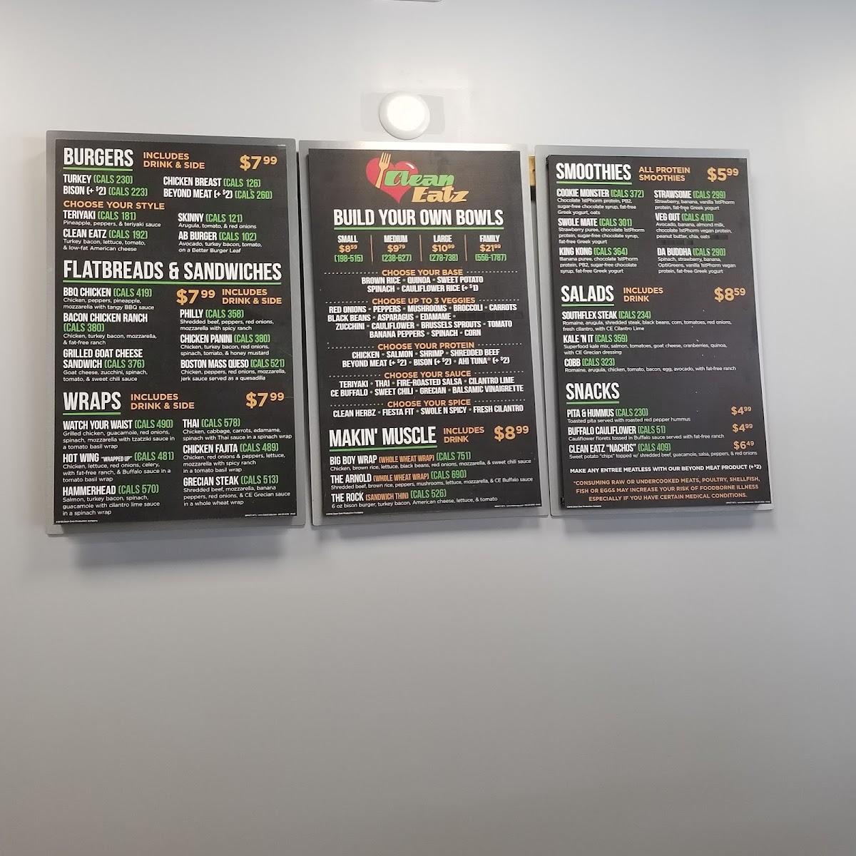 Menu at Clean Eatz restaurant, Goldsboro, E Ash St