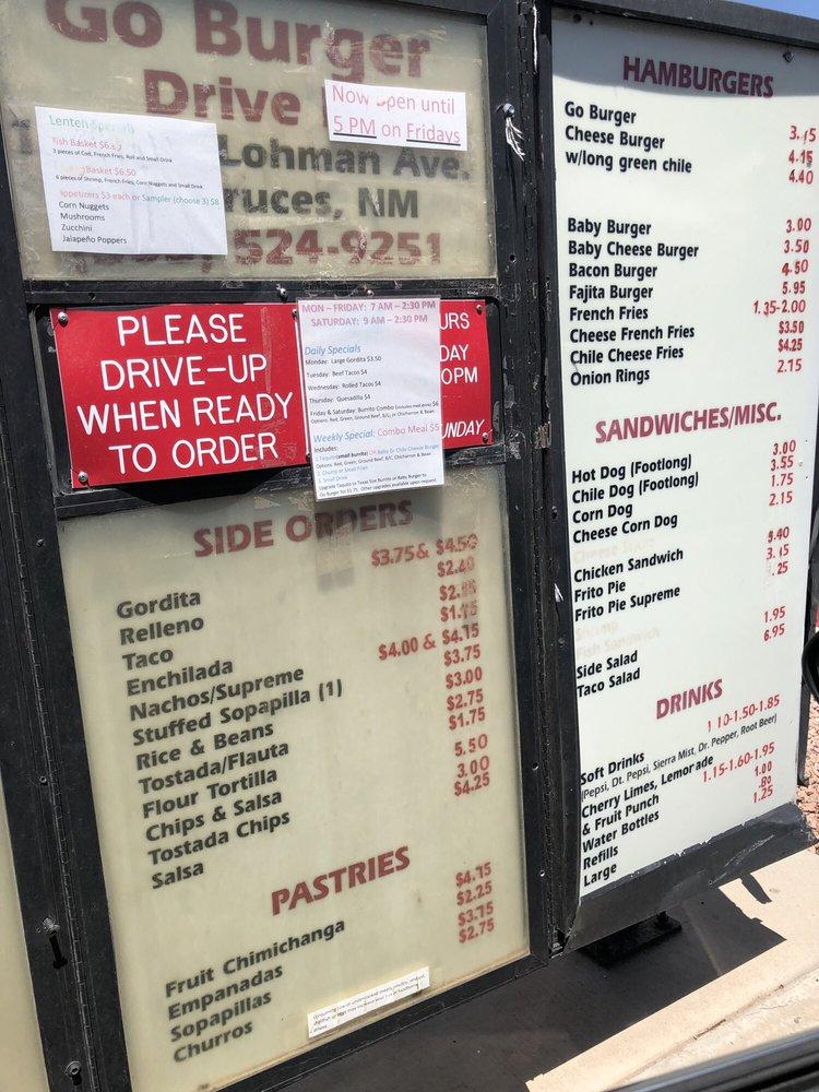 Menu at Go Burger fast food, Las Cruces