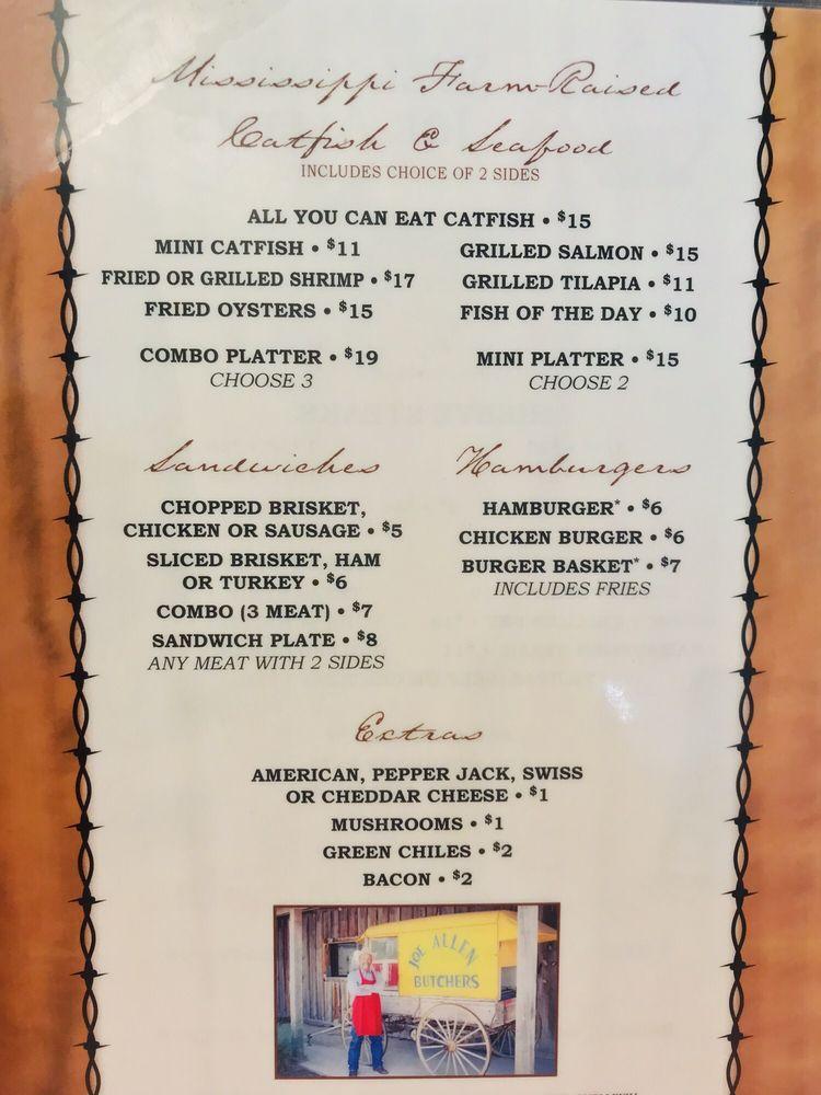 Menu at Joe Allen's Catering BBQ, Abilene