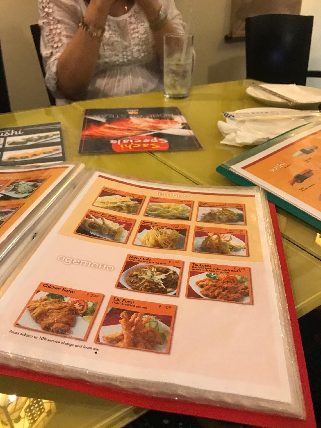 Menu at Sachi restaurant, Quezon City, 77 General Aguinaldo Ave