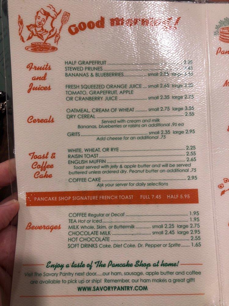 Menu at The Pancake Shop pub & bar, Hot Springs