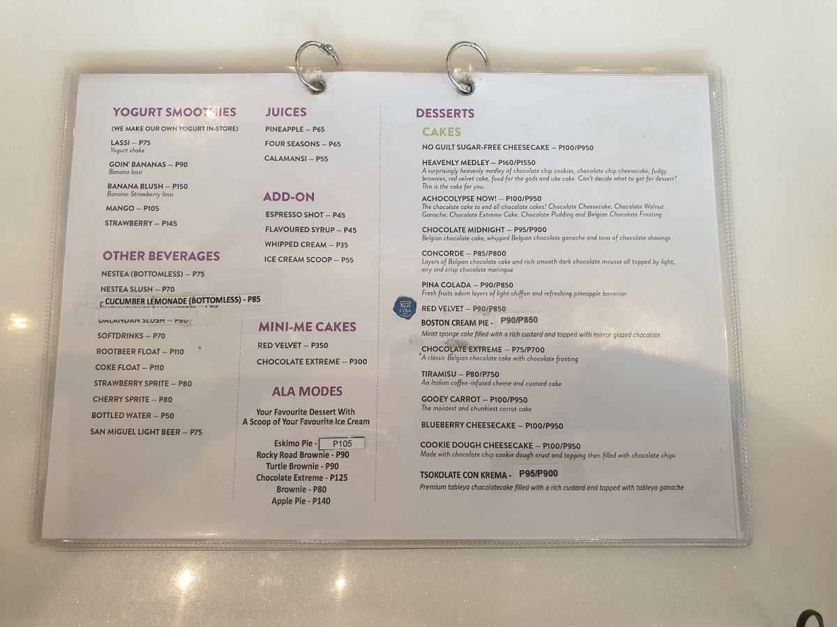 Menu at Dessert Factory - IL Corso restaurant, Cebu City, IL Corso Lifemall