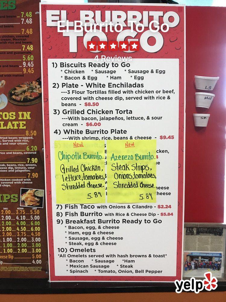 Menu at El Burrito restaurant, East Ellijay, 39 Maddox Cir