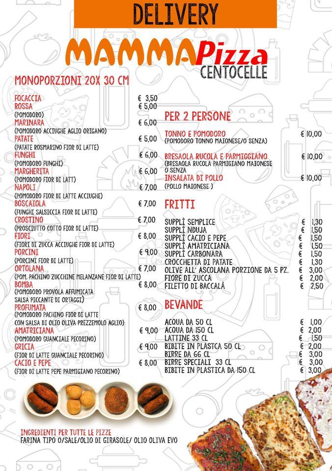 Menu da Mamma pizza pizzeria, Roma, Via dei Castani