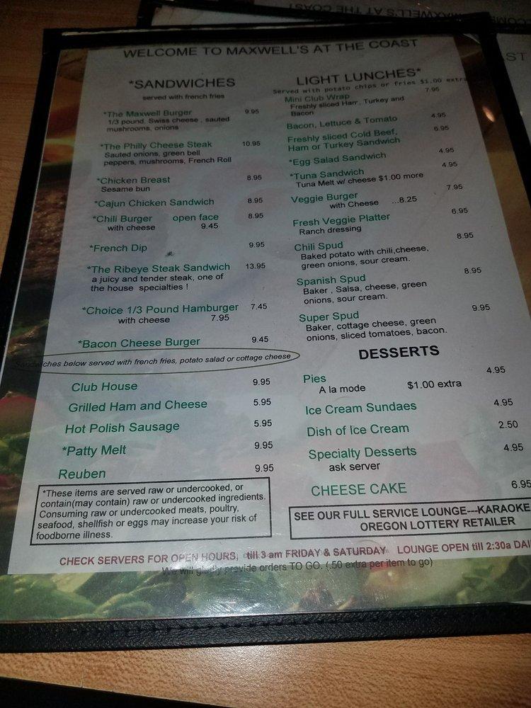 Menu at Maxwell’s Restaurant & Lounge closed 3 1 23 now Zellers Bar and ...