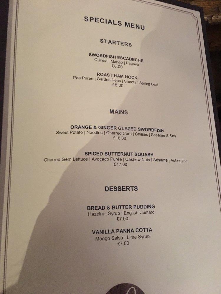 Menu at Mitton Hall Hotel restaurant, Clitheroe