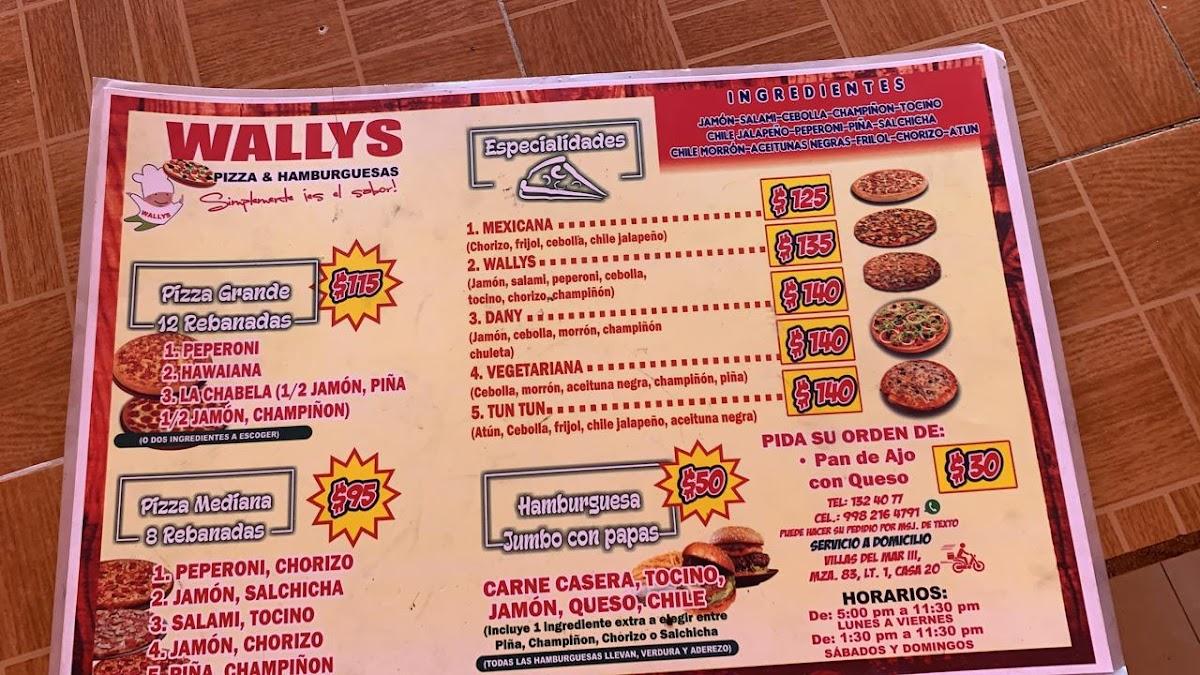 Carta de Pizzería wallys, Cancún