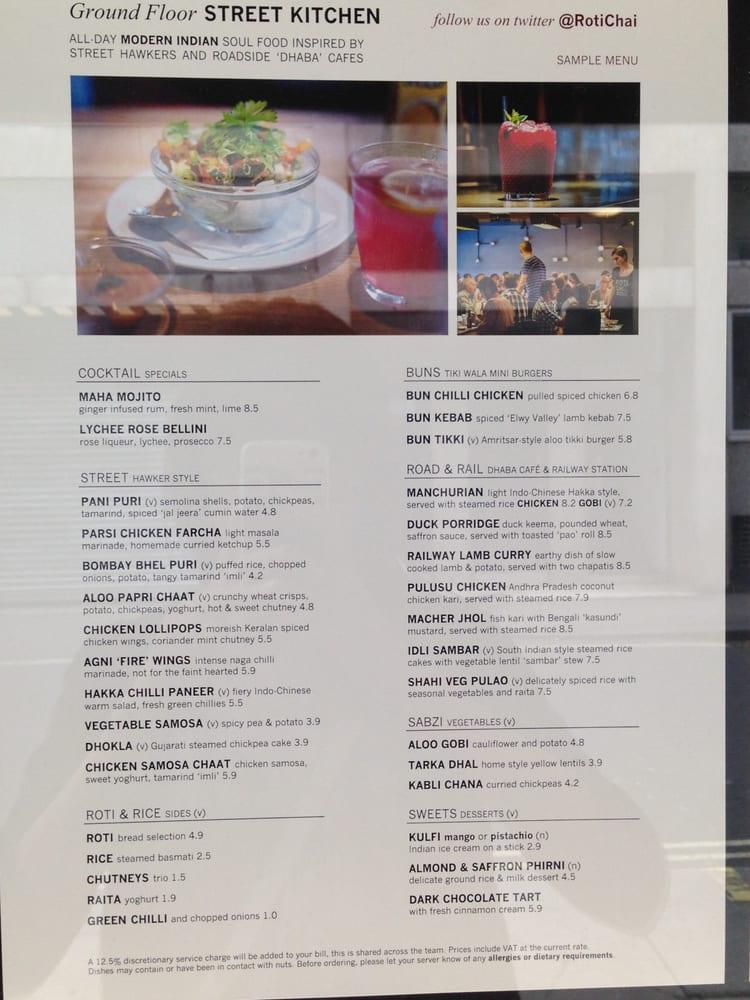 Menu at Roti Chai restaurant, London, 3 Portman Mews S