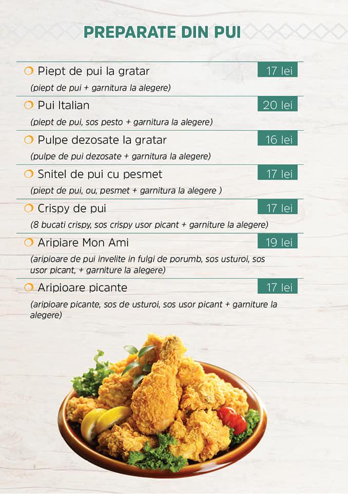 Menu at Mon Ami, Baia Mare