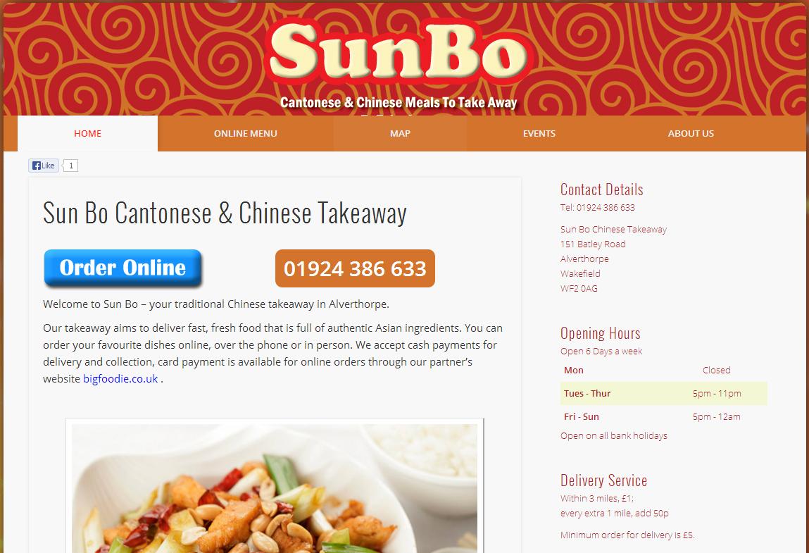 Menu at Sun Bo Chinese Takeaway fast food, Wakefield