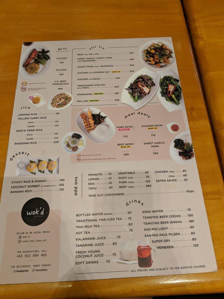 Menu at Wok'd restaurant, Cebu City