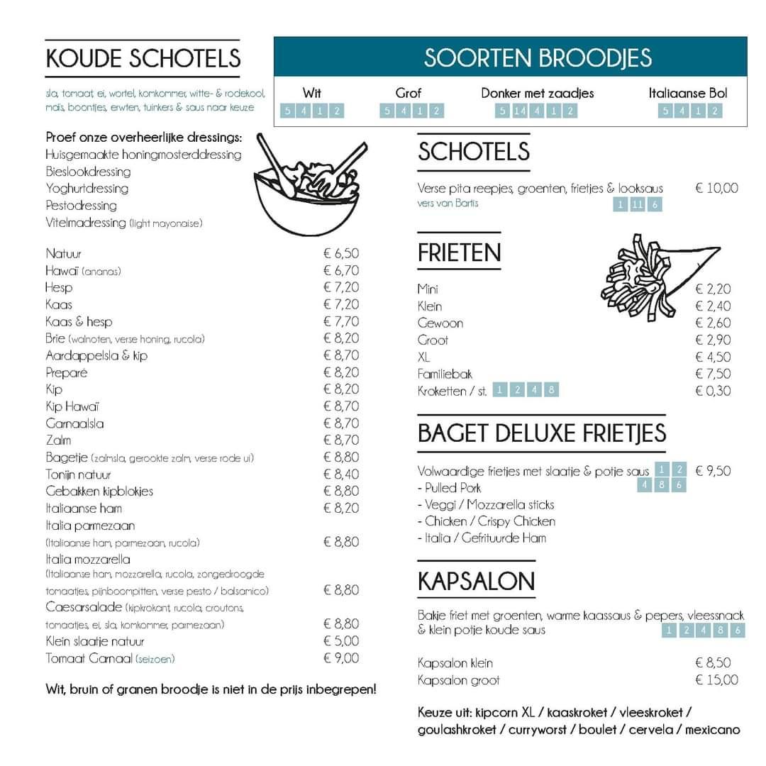 Menu at Baget Deluxe broodjeszaak/frituur, Mol