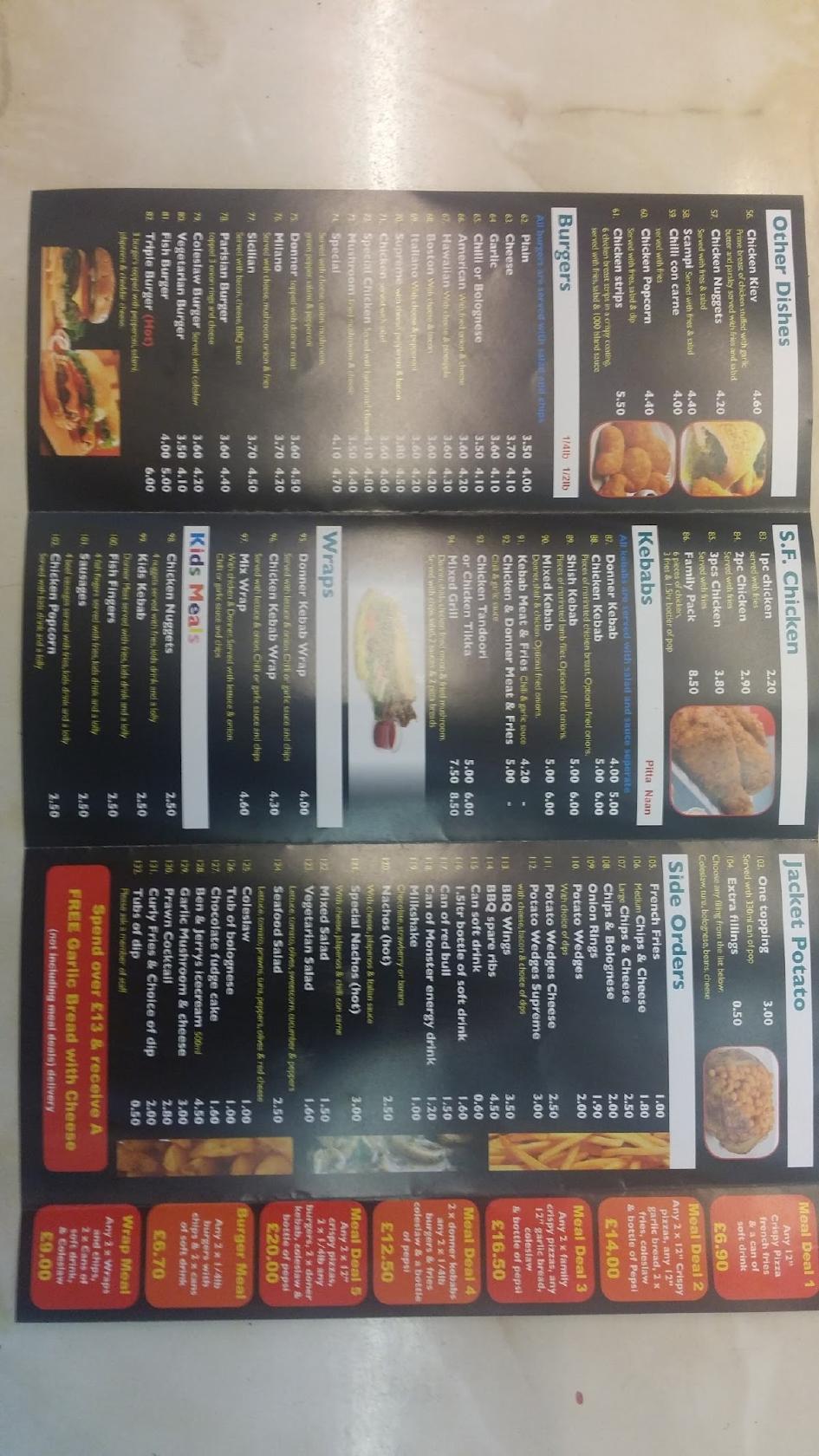 Menu at Pizza Time fast food, Featherstone