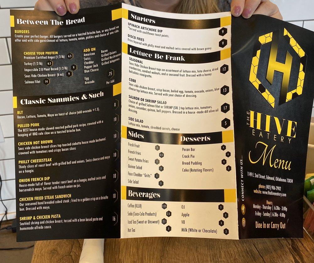 Menu at The Hive Eatery restaurant, Edmond