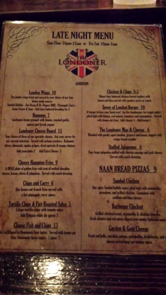 Menu at The Londoner Addison pub & bar, Addison, Midway Rd