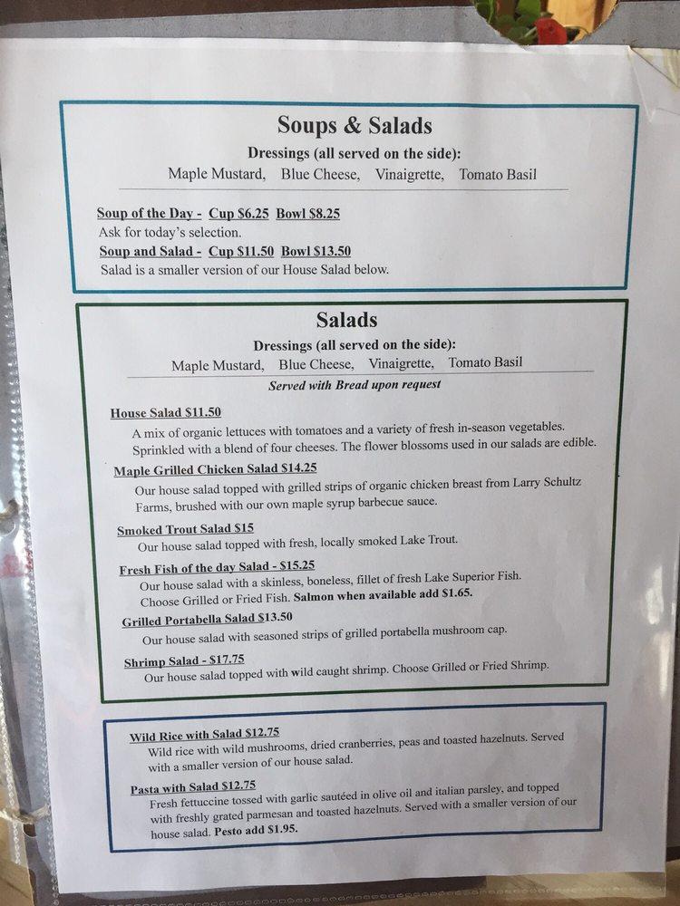 Menu at Angry Trout Cafe, Grand Marais