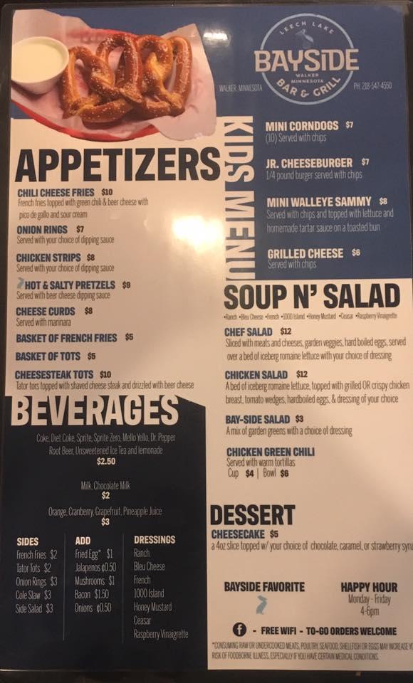 Menu at Bayside Bar & Grill, Walker