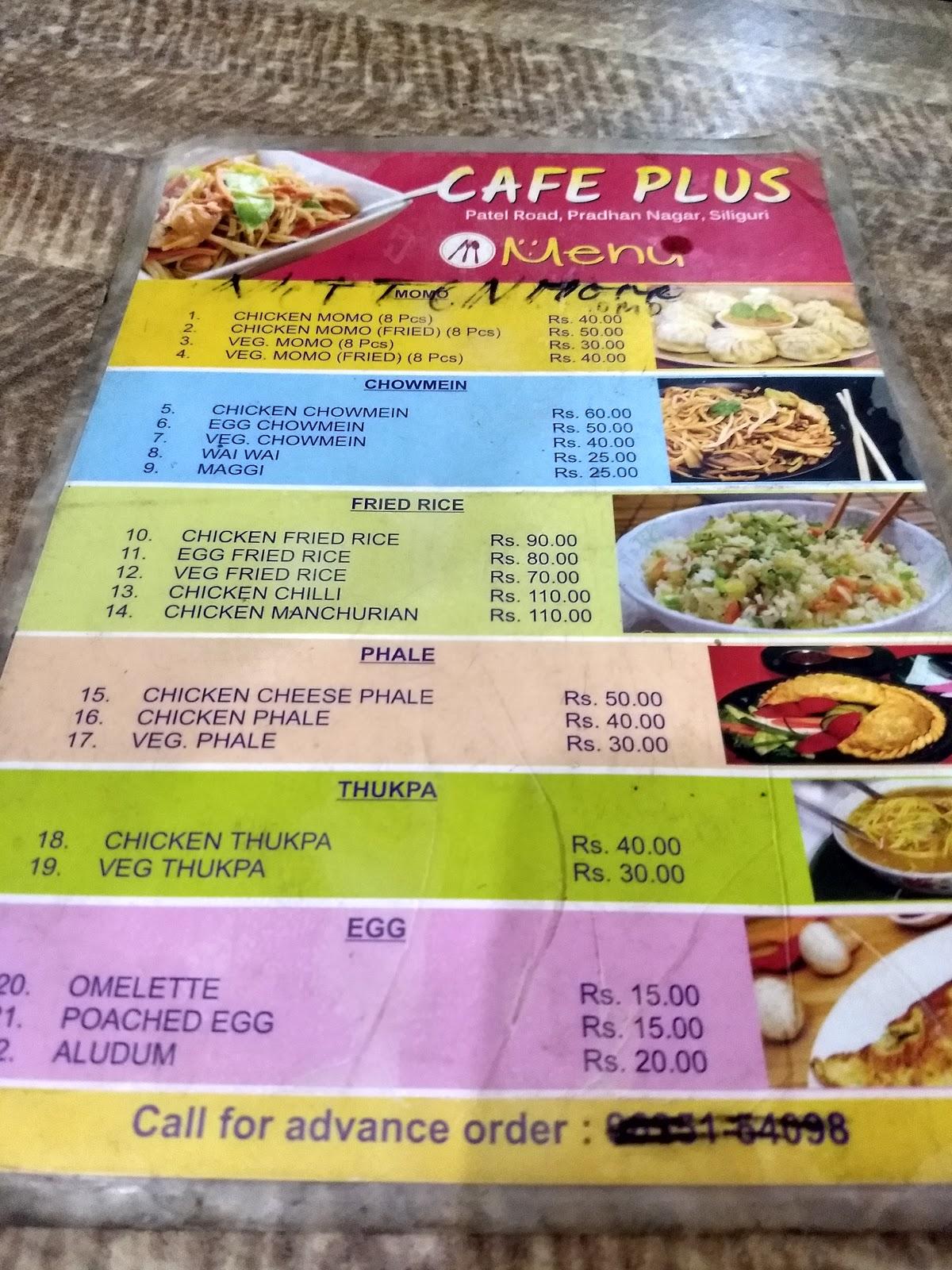 Menu at Cafe Plus, Siliguri, PCH8+4P2