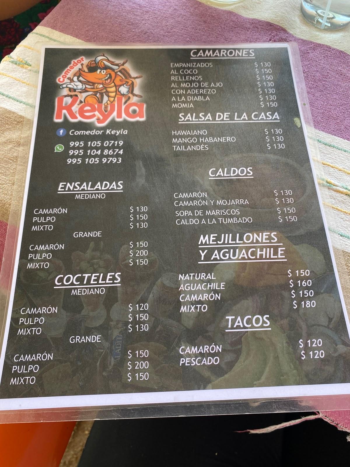 Carta de Restaurante Keyla, Santa María Jalapa del Marqués