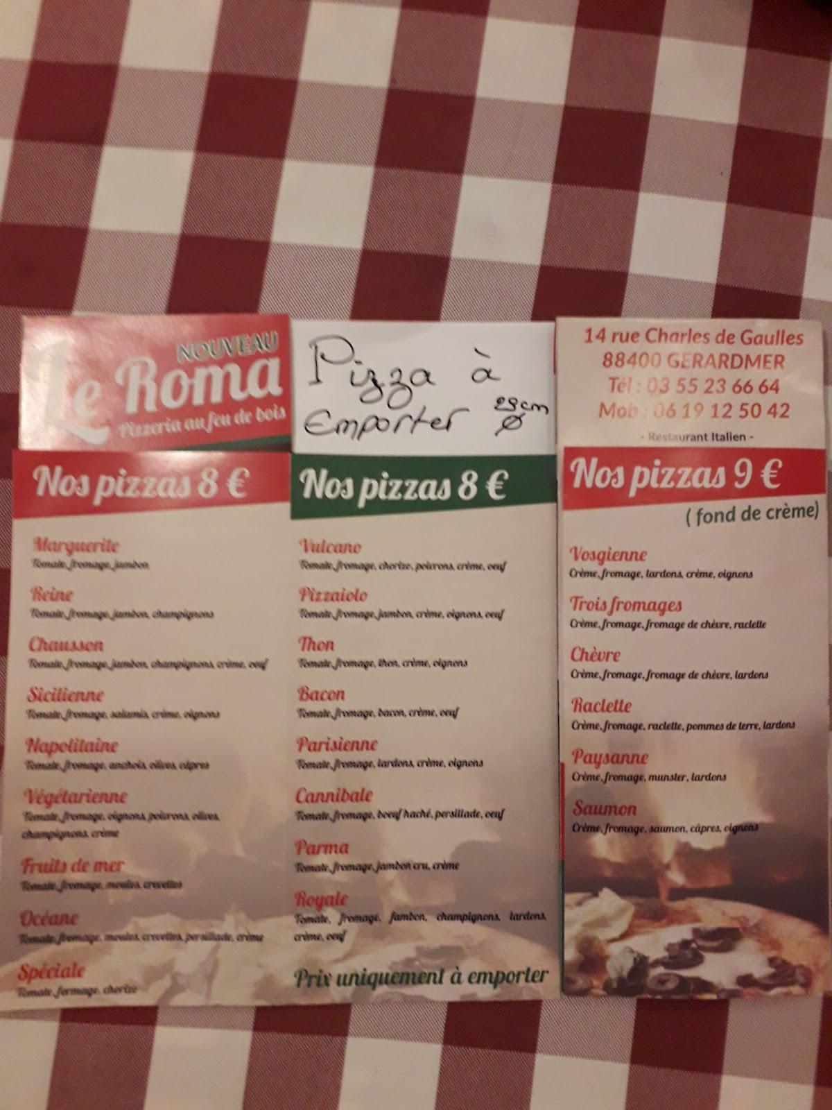 Menu at LE ROMA restaurant, Gérardmer