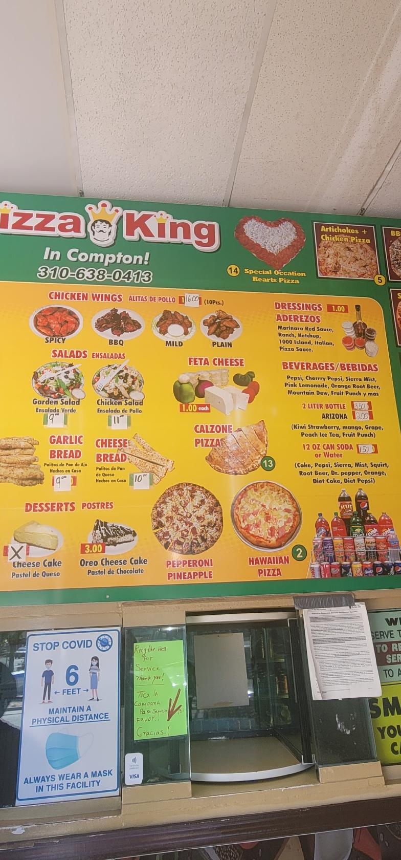 Menu at Pizza King pizzeria, Compton, Alondra Blvd