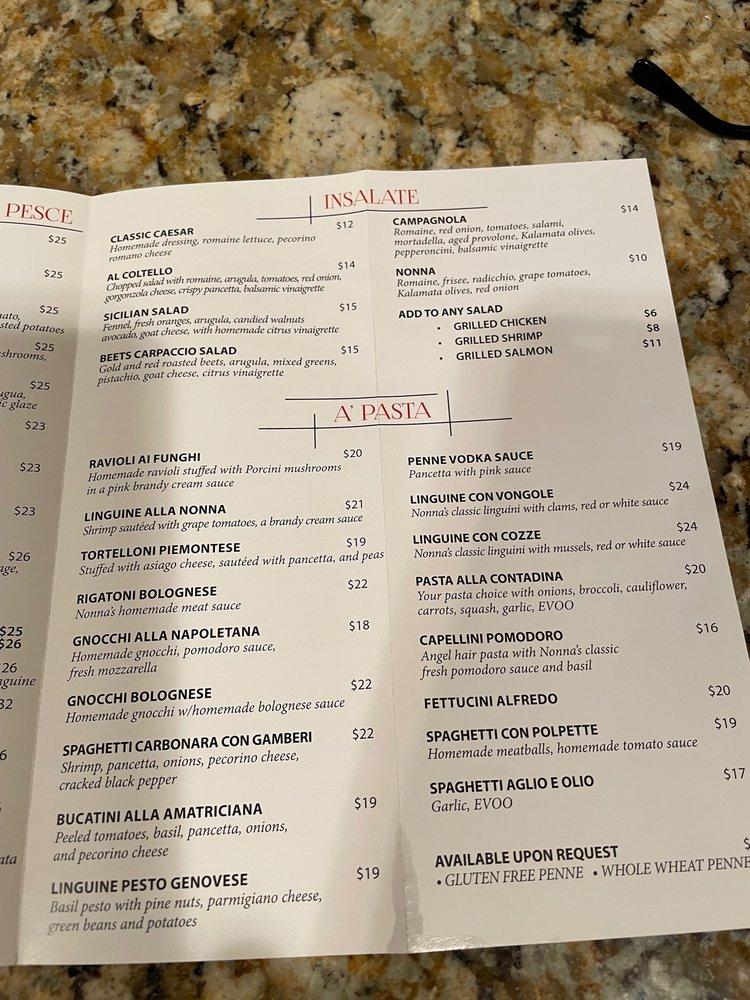 Menu at Trattoria Nonna Italian Restaurant Boca Raton, Boca Raton