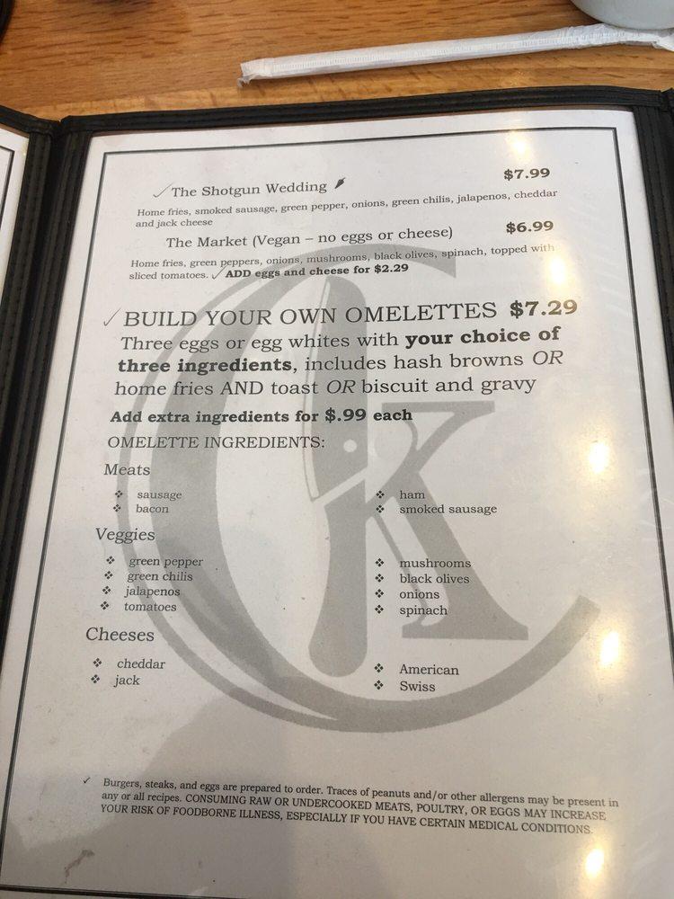 Menu at Carol's Kitchen restaurant, Norman