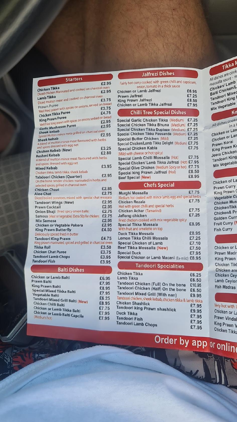 Menu at Chilli Tree restaurant, Rainham
